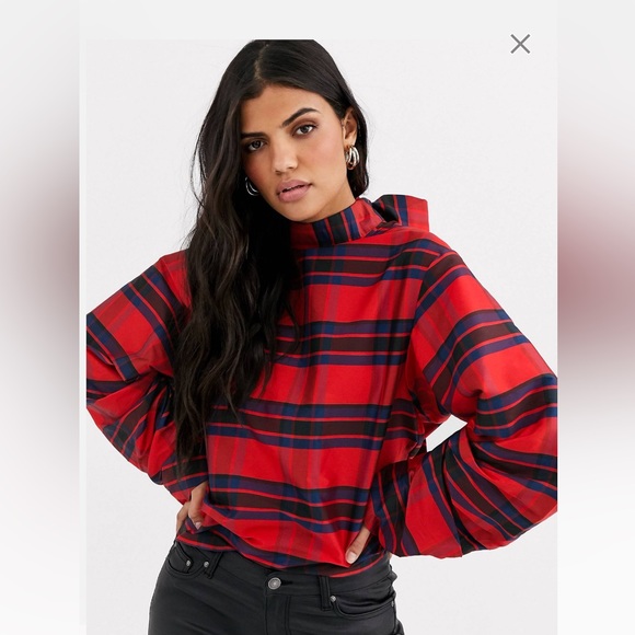 ASOS | Tops | Red Plaid Asos Top | Poshmark
